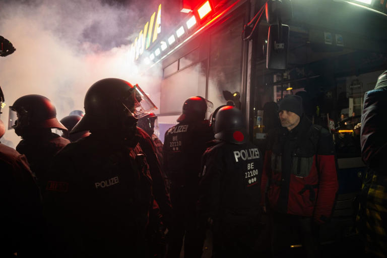 Protests in Berlin in front of far-right AfD's headquarters