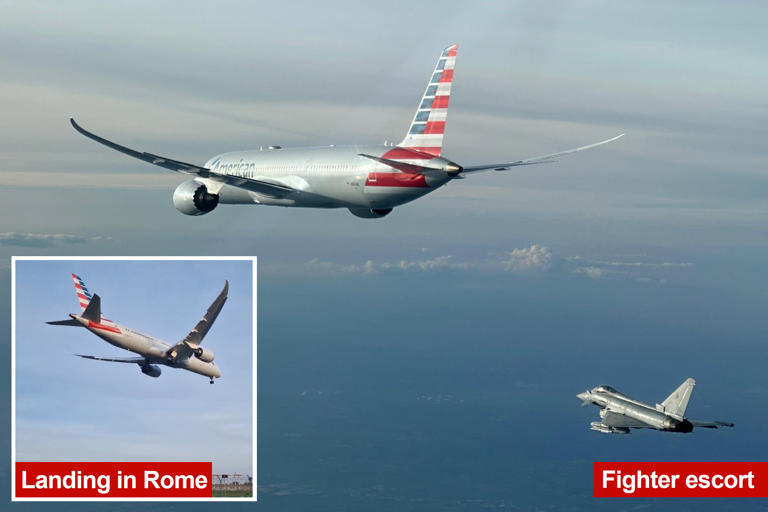 American Airlines flight from JFK diverts, escorted to Rome by fighters ...