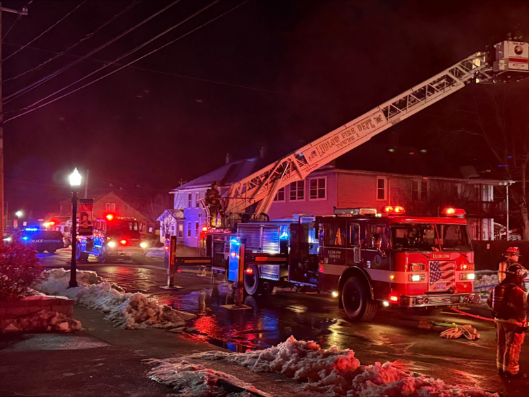 Building fire closes roads on East and Brookfield Street in Ludlow