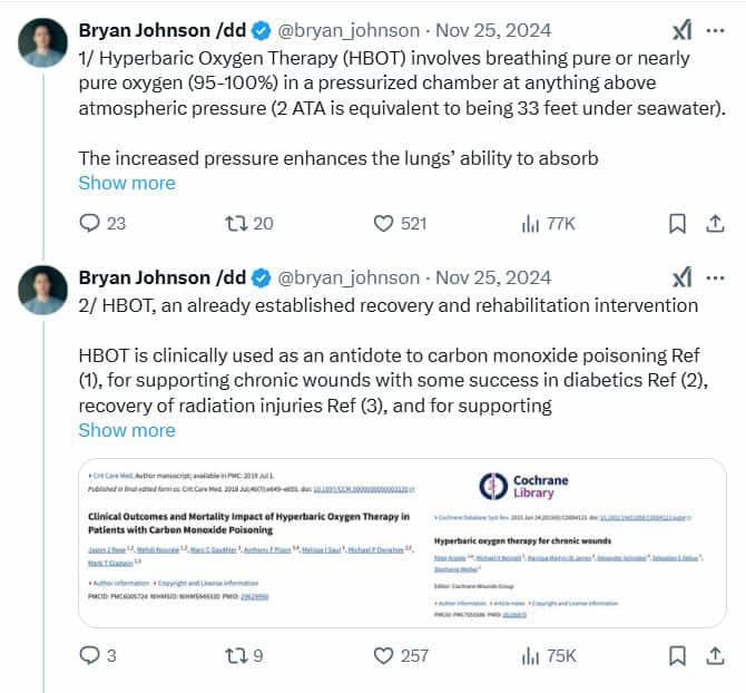 'Age-reversing' CEO Bryan Johnson Turns Hyperbaric Oxygen Chamber Into ...