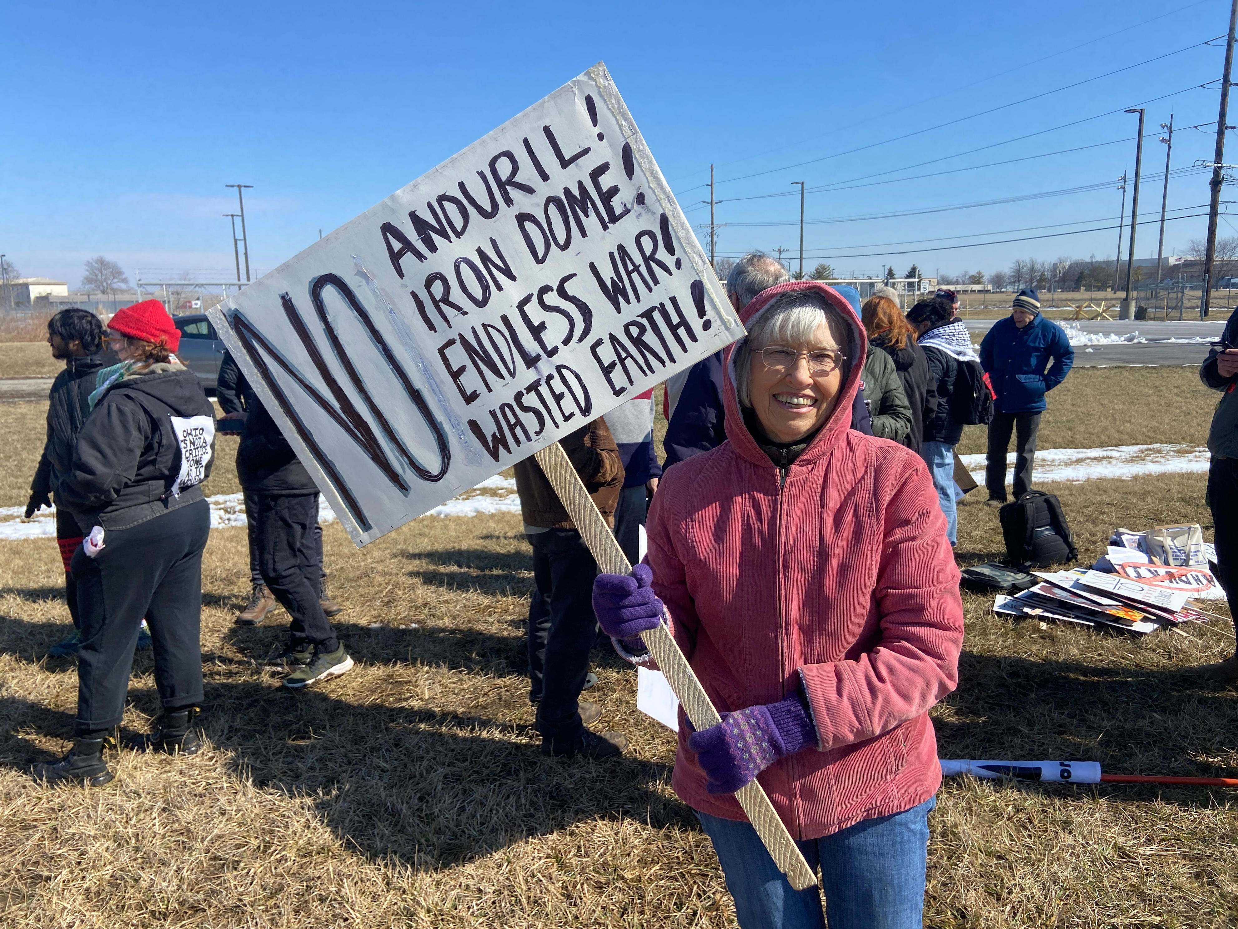 Protesters take aim at Anduril drones and weapons plant near Columbus