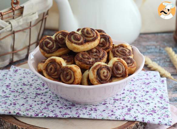 Puff pastry palmiers with chocolate spread