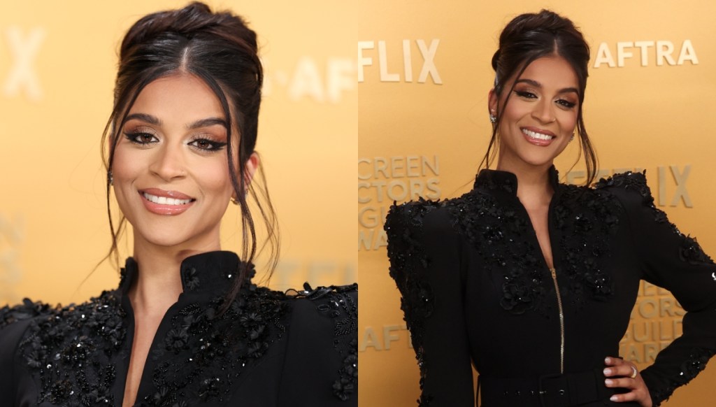 SAG Awards Red Carpet Host Lilly Singh Zips Into Bold Shoulder Dress