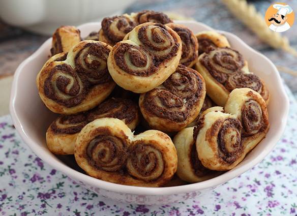 Puff pastry palmiers with chocolate spread