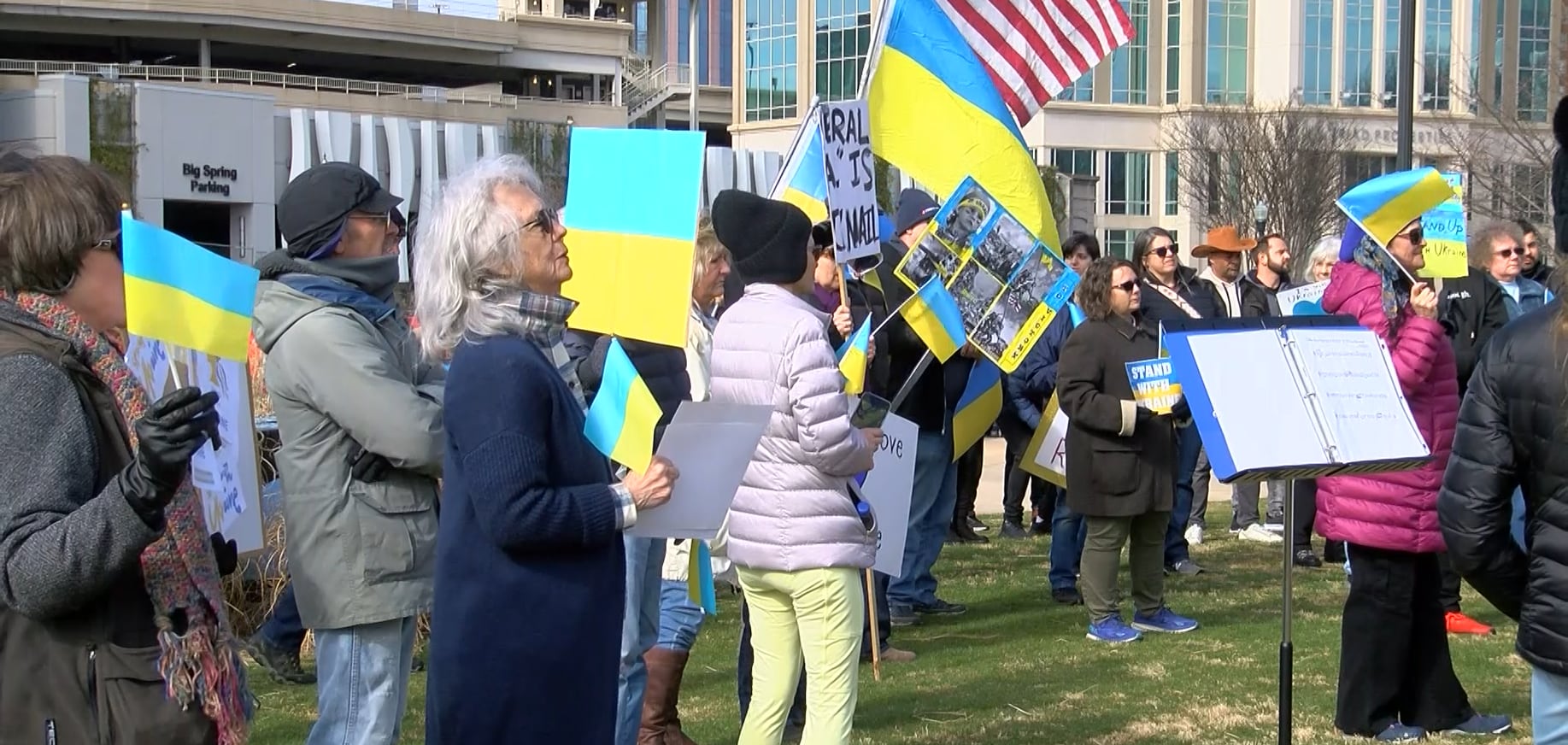 Protestors converge on Big Spring Park to support Ukraine