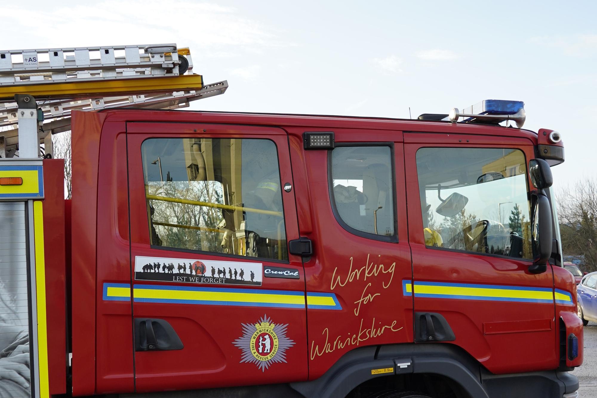 Emergency crews at scene of house fire in Rugby