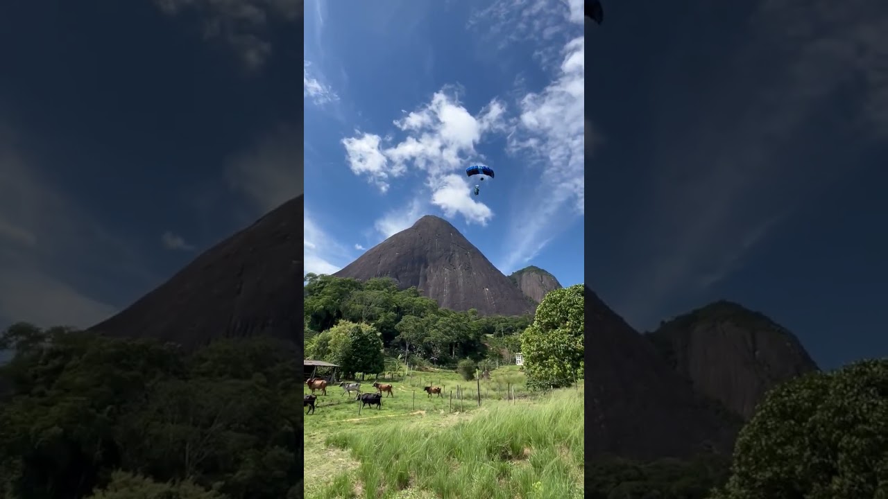 Coming in for landing on a windy BASE Jump