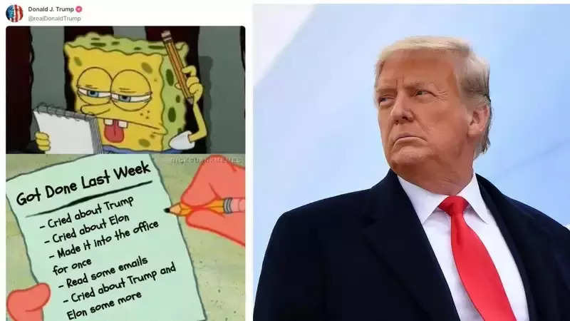 'Cried about Trump, Elon': US President shares SpongeBob meme to mock ...