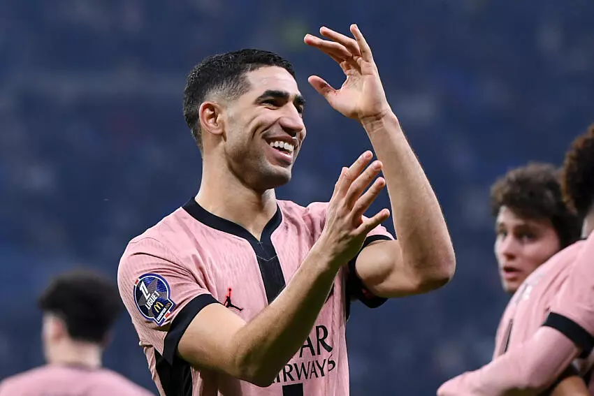 Achraf Hakimi shines with two goals and bold celebration against Lyon