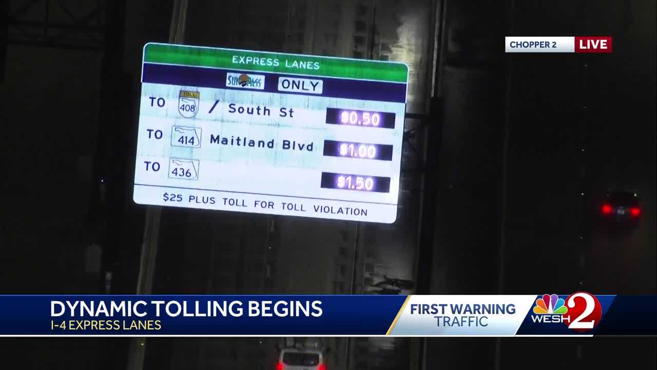 Dynamic tolling begins on I-4 express during peak commuter hours