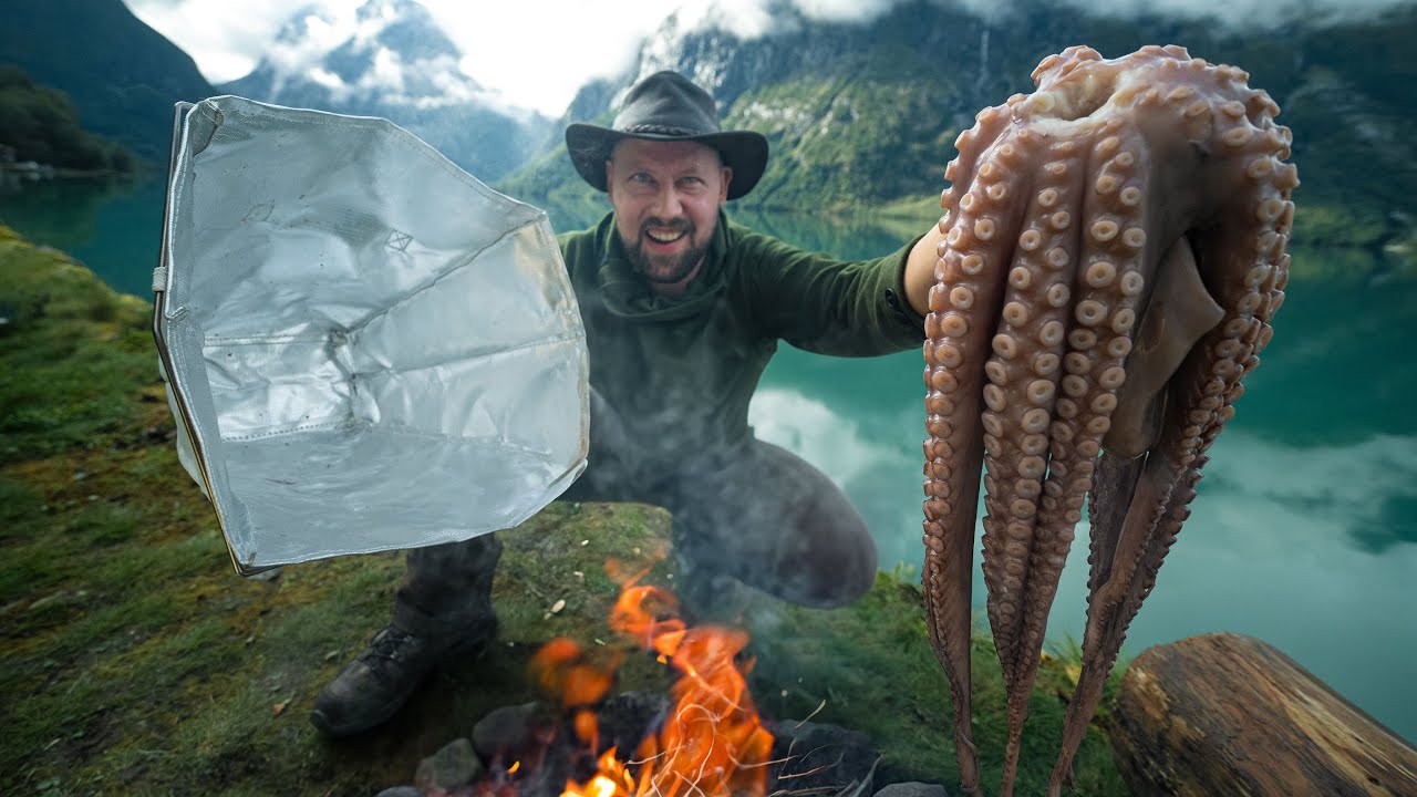 Baking Octopus Croissant in Campfire Oven – ASMR