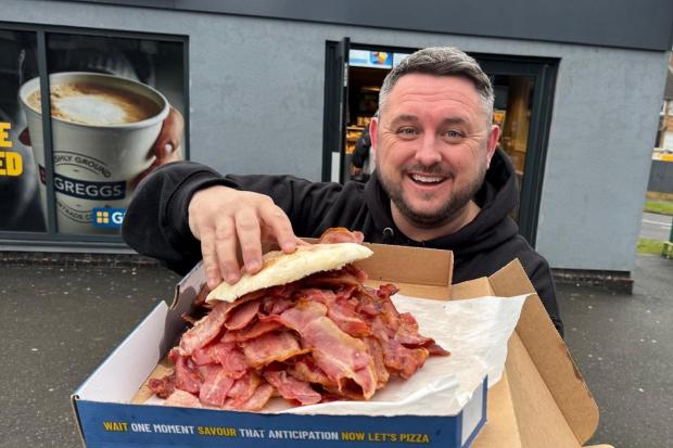 Dad orders 'UK's biggest bacon sarnie' from Greggs - with 100 rashers ...