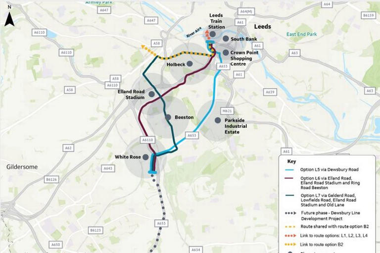 Most popular option for new tram route in Leeds and Bradford confirmed