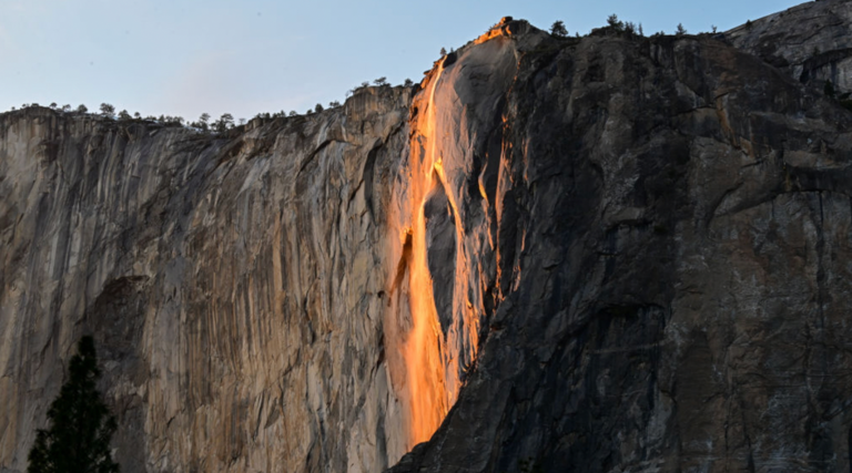 Watch: Waterfall glows like lava on Yosemite's El Capitan as firefall ...