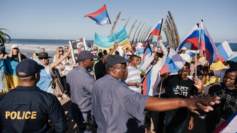 Whale Bone Pier protest for peace in Ukraine interrupted by Russian ...