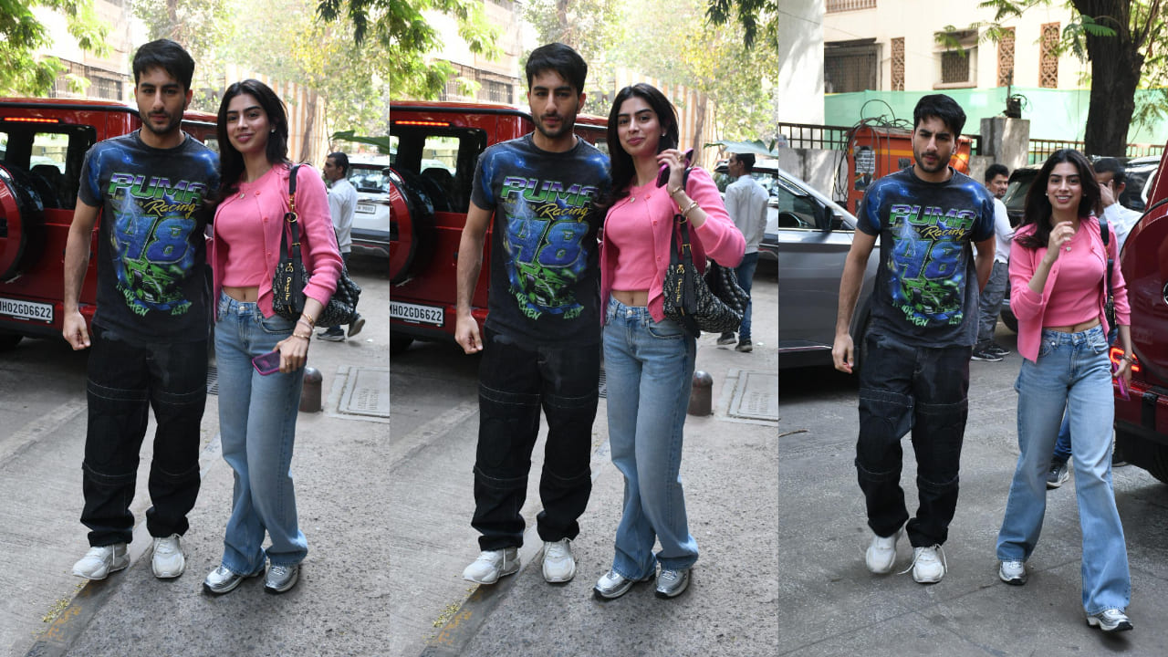 Khushi Kapoor brings a soft-girl vibe with her pink cardigan and ₹3.5 ...