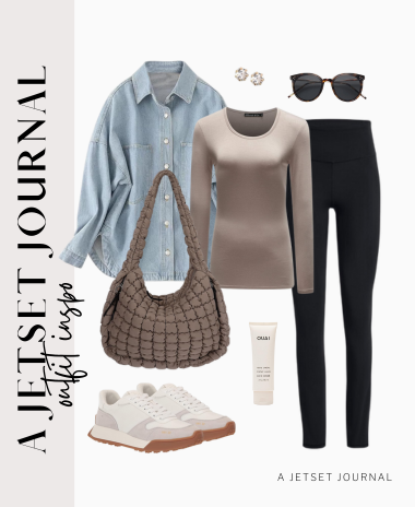 How to Style A Simple Denim Shacket and Black Leggings