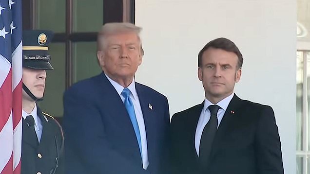 Trump's 'death grip' handshake with Macron goes viral