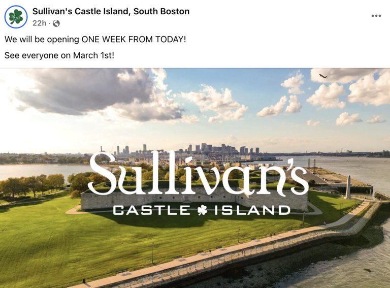 Sullivan's on Castle Island Announces Opening Day For 2025 Season