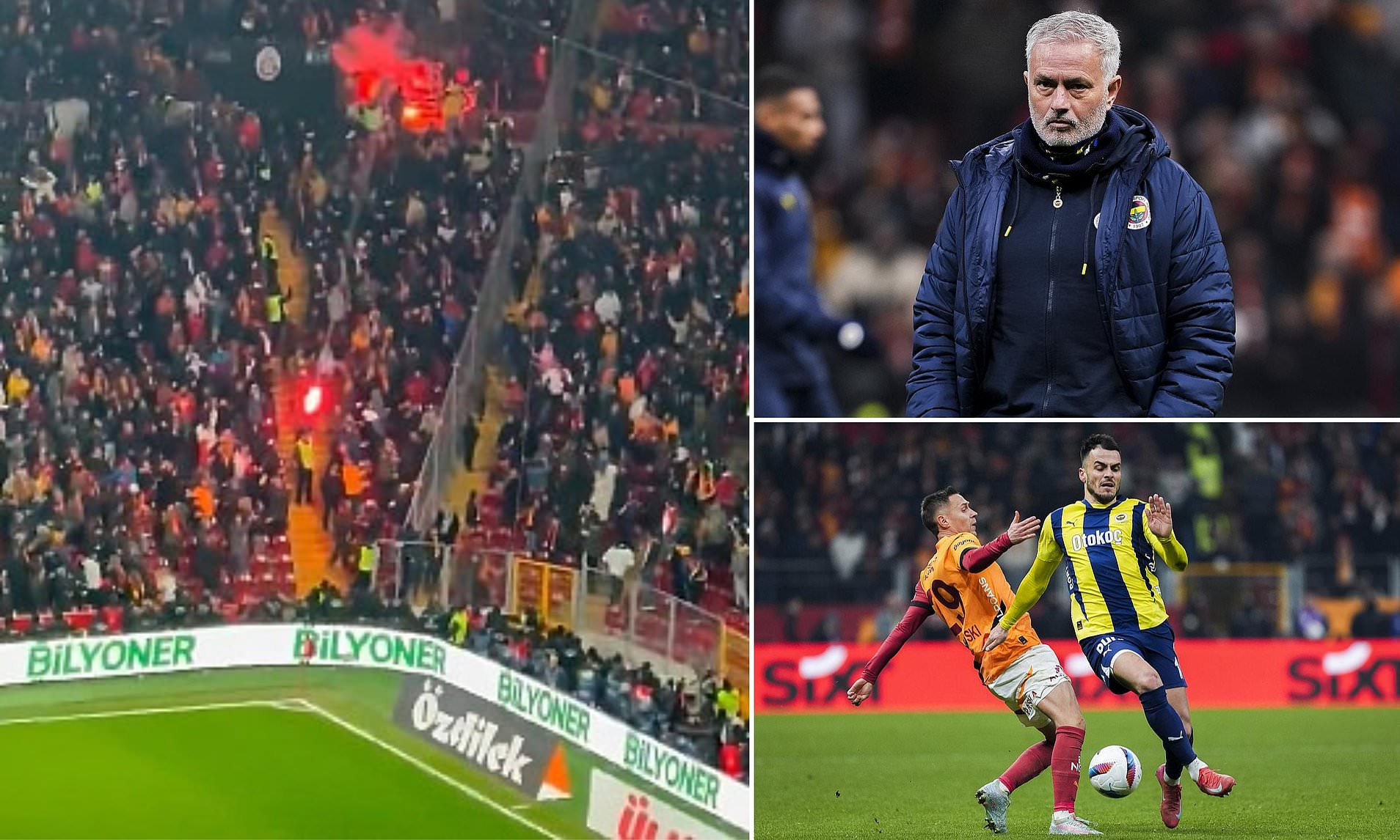 Istanbul derby is suspended after Fenerbahce fans 'threw FLARES towards ...