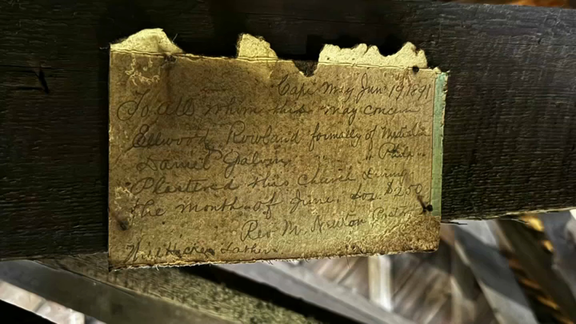 137-year-old note found nailed to beam inside historic AME church in ...