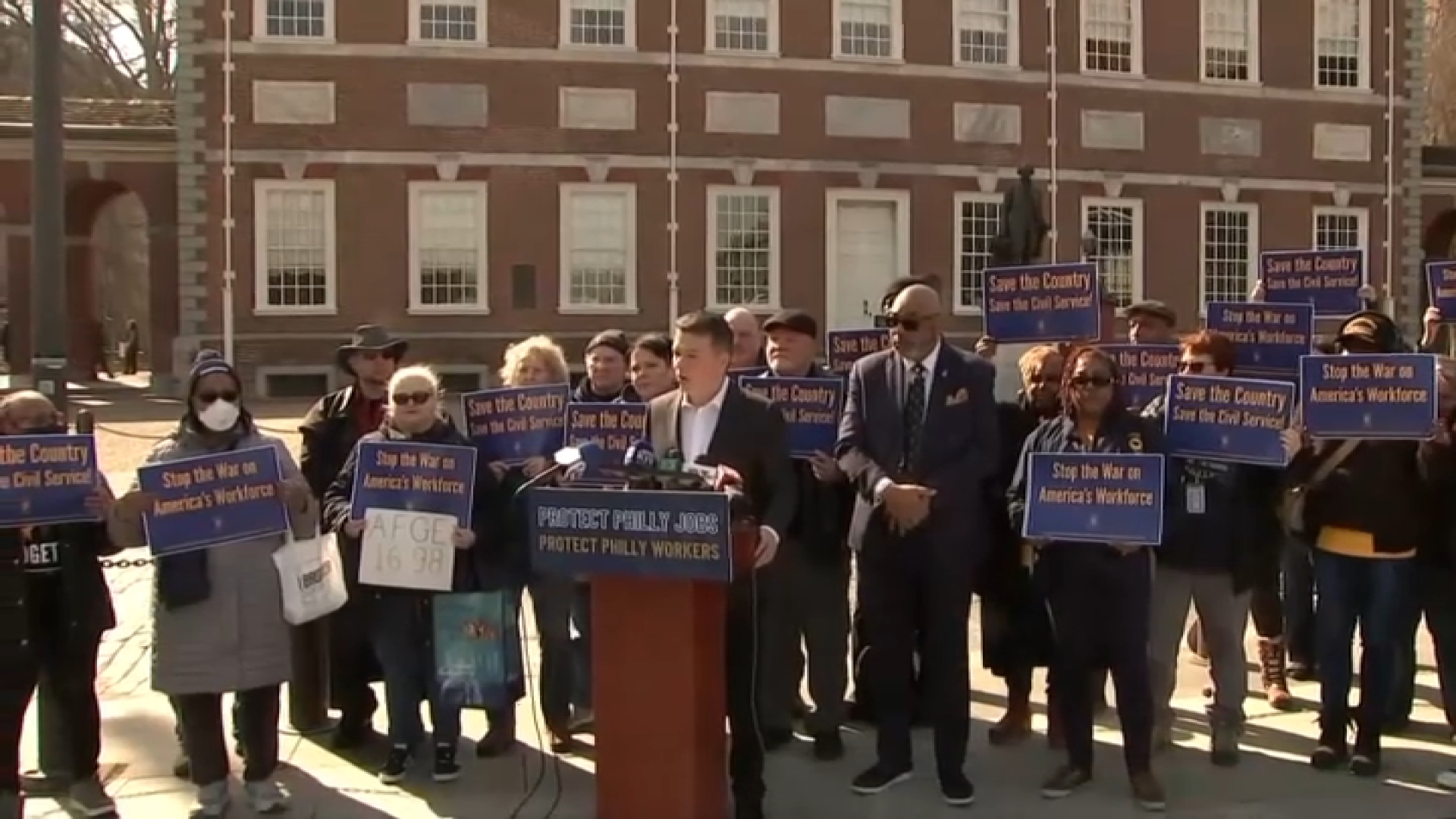 Philly congressman, union leaders, workers protest Trump's federal layoffs