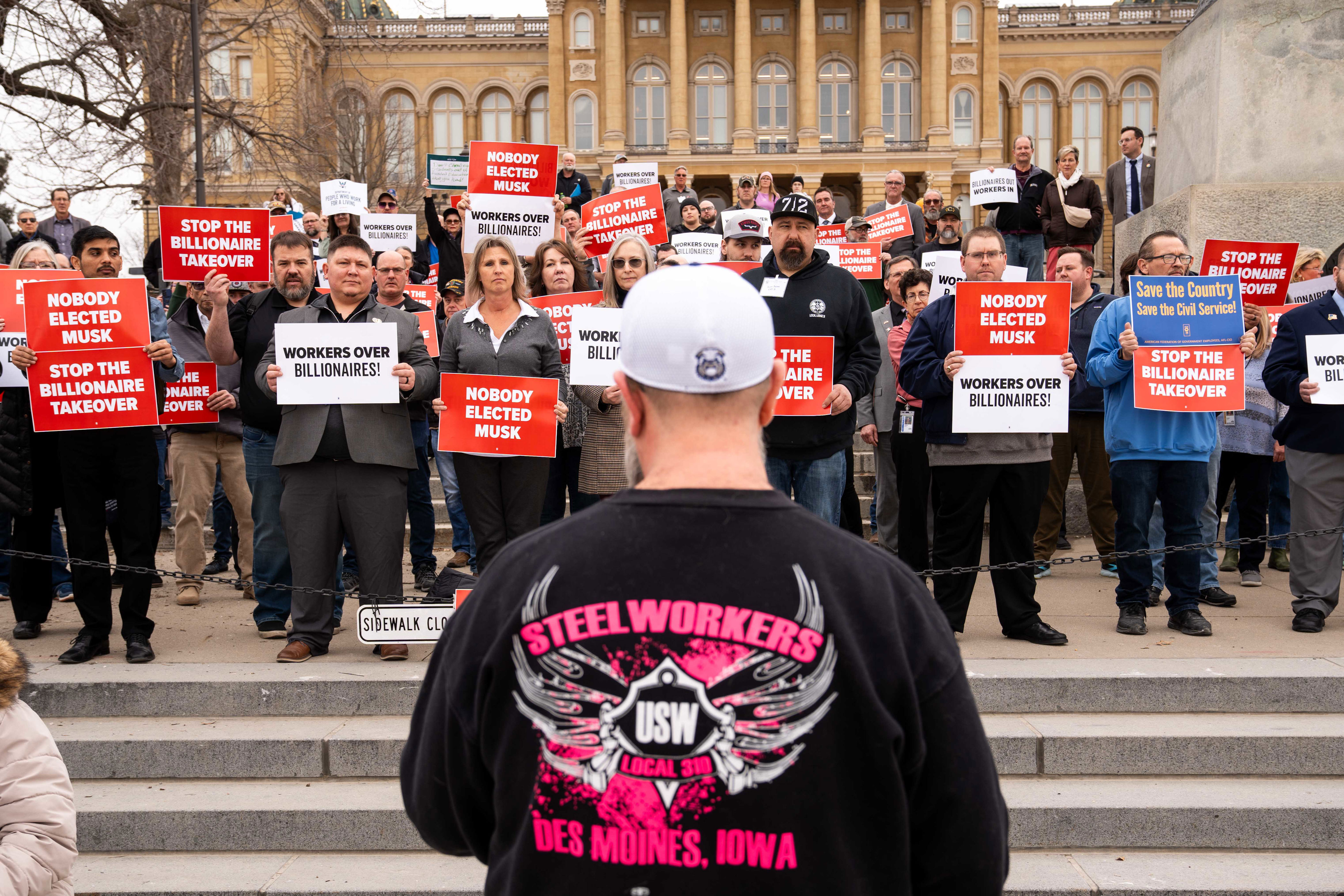 Federal workers rally at Iowa Capitol over workforce and funding cuts