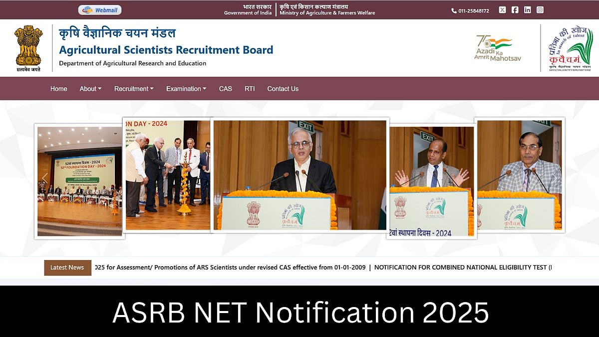 ASRB NET Notification 2025 Out At asrb.org.in; Check Application Fees ...