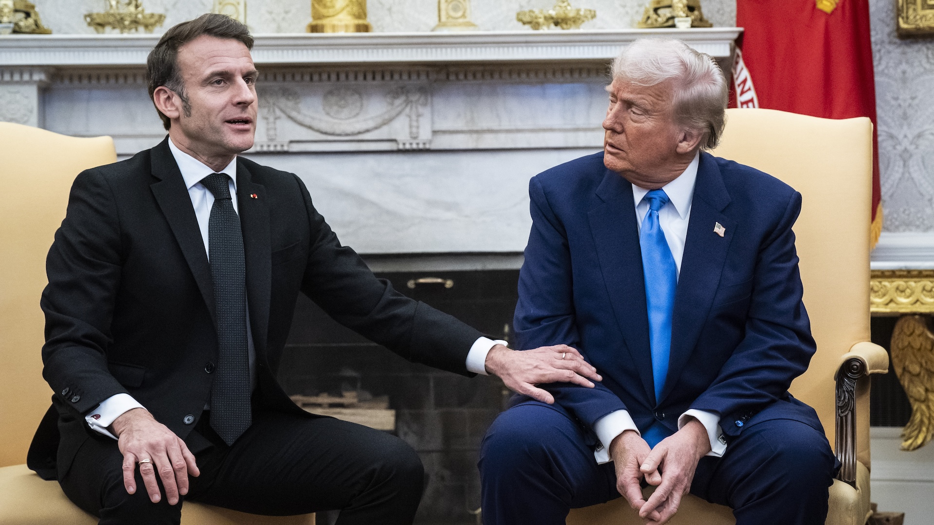 Macron interrupts, corrects Trump on Ukraine loans claim