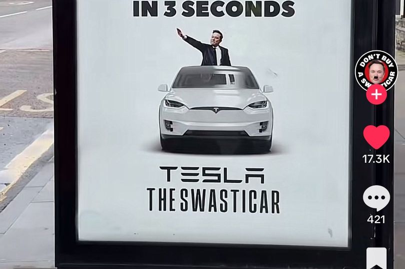 Elon Musk mocked in 'Nazi-saluting' advert for 'Tesla's Swasticar'