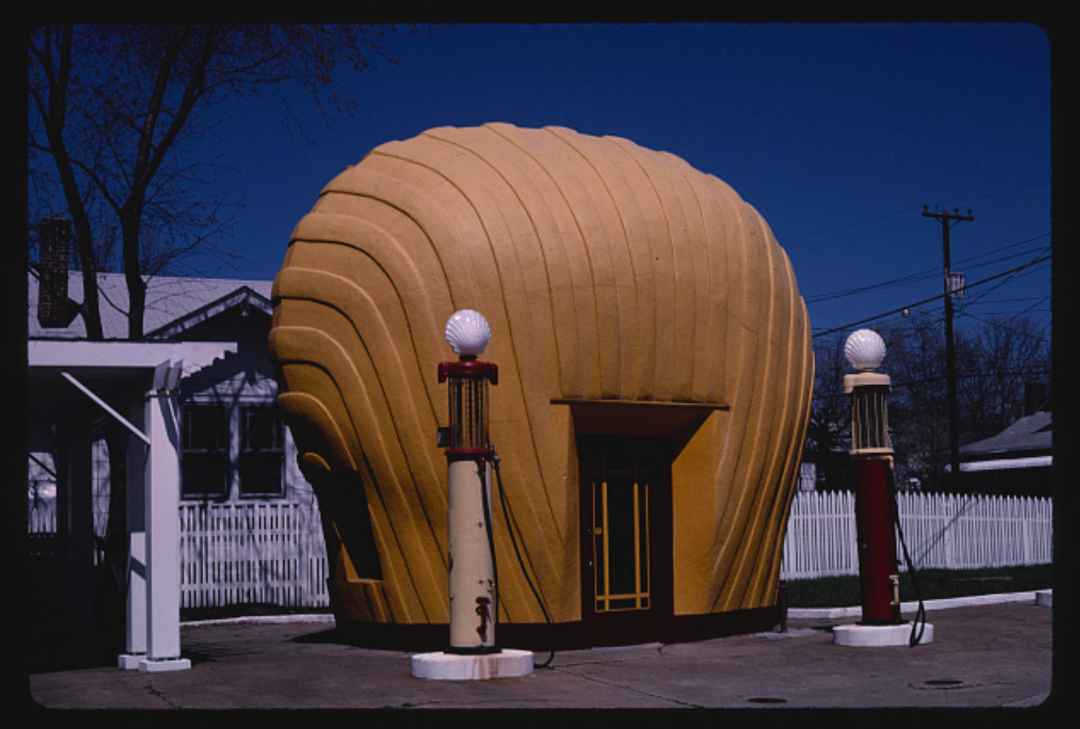 Visit a historic shell-shaped Shell gas station in Winston-Salem, NC