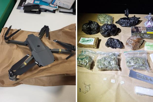 Four arrested with drone, drugs and contraband seized outside Strangeways