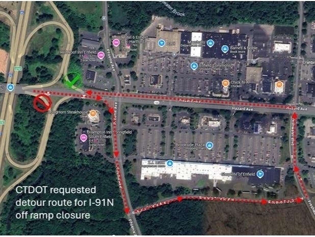 Repair Work On Route 190 Bridge Over I-91 In Enfield To Create Detour