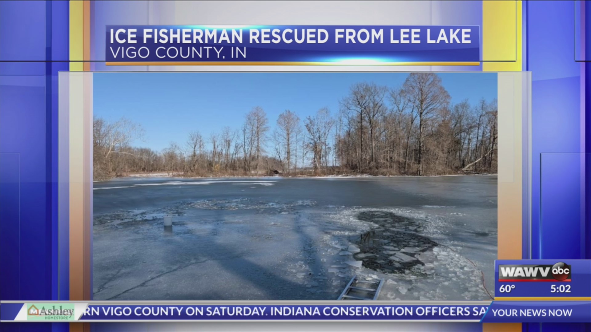 Fisherman saved after falling through ice on Lee Lake
