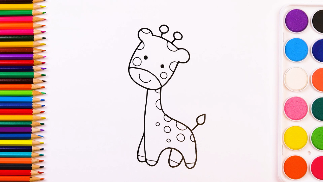 Coloring Fun for Kids with Giraffe Drawing