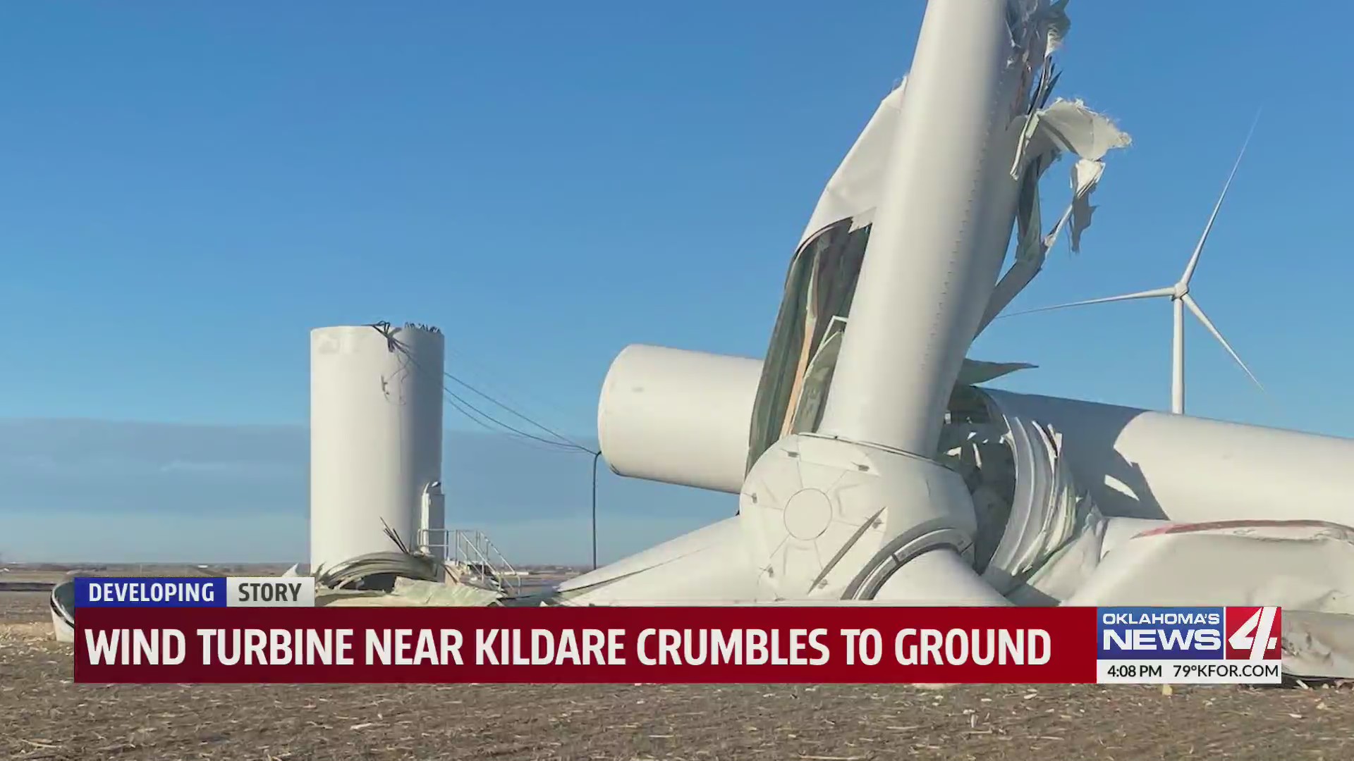 Wind turbine near Kildare crumbles to ground