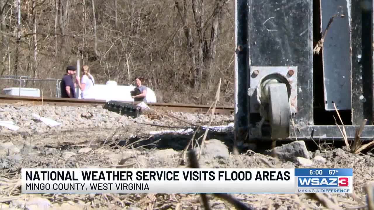 National Weather Service reads high-water markings at flood spots