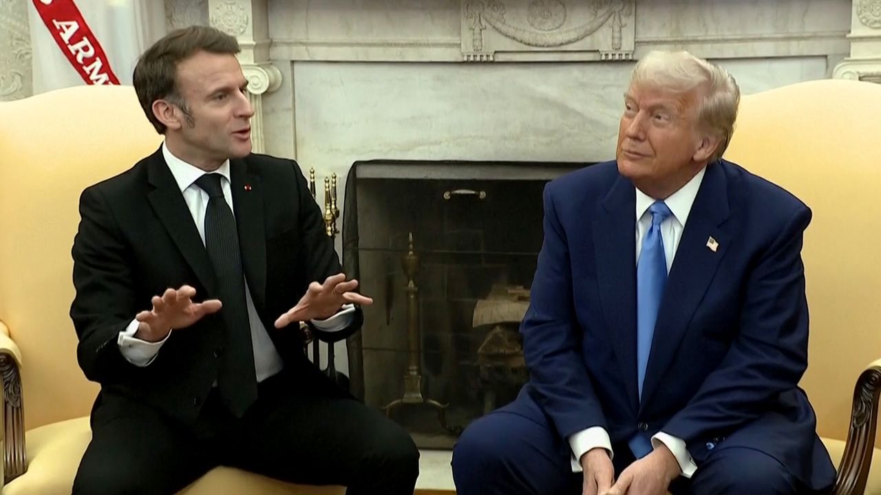 President Macron interrupts Trump over Ukraine funding