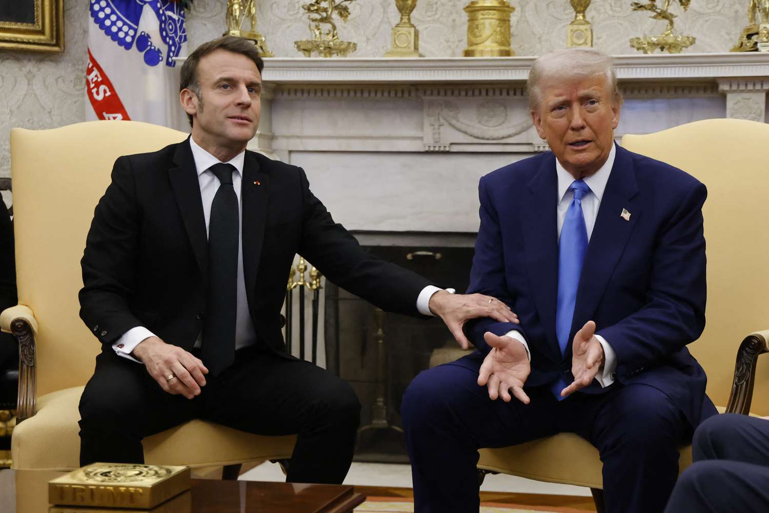 French President Emmanuel Macron Grabs President Trump by the Arm ...