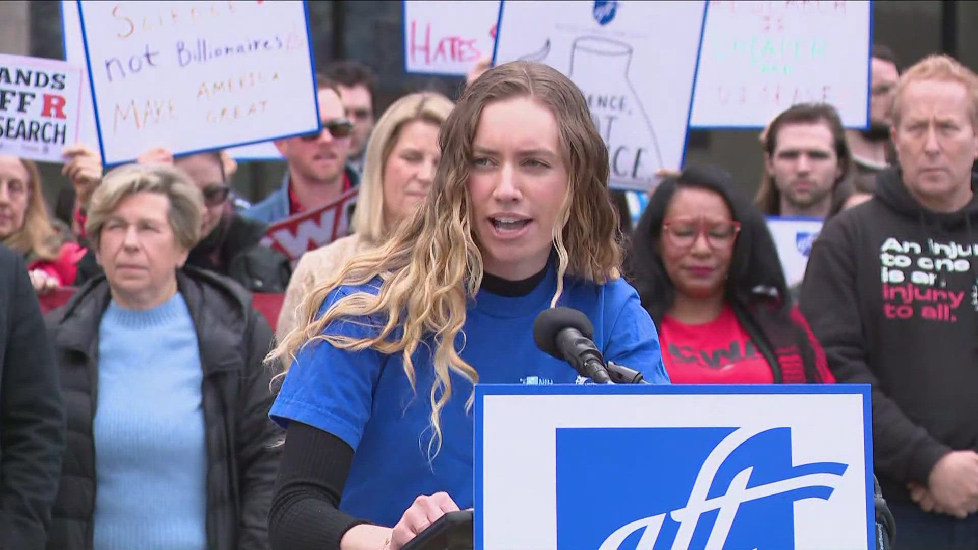 "Hands off our research!" | Federal workers protest DOGE outside HHS ...