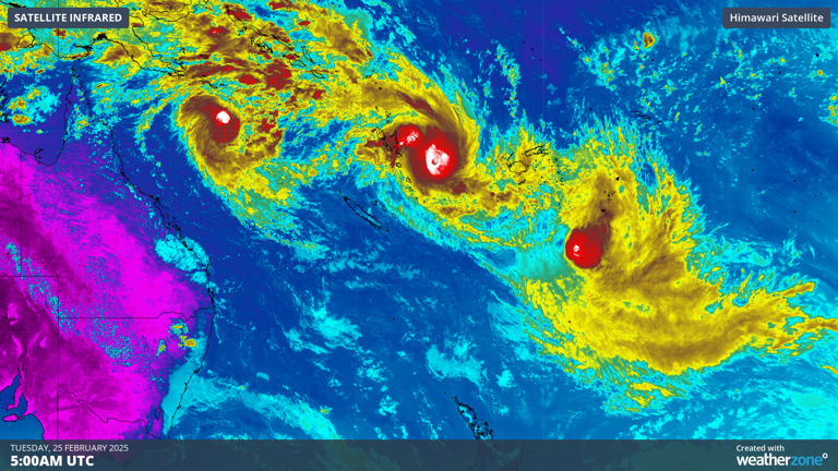 Rare trio of tropical cyclones in South Pacific