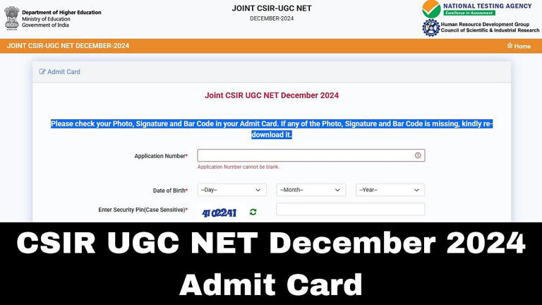 CSIR UGC NET December 2024 Admit Card Released At csirnet.nta.ac.in; Get Direct Link Here