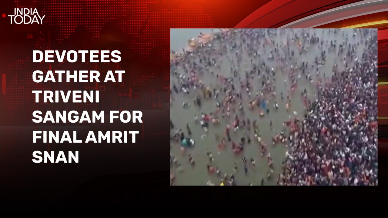 Thousands of devotees gather for final Amrit Snan of Maha Kumbh Mela