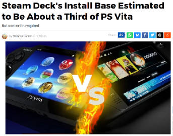 Steam Deck迎发售3周年，预估销量仅为PSV的1/3