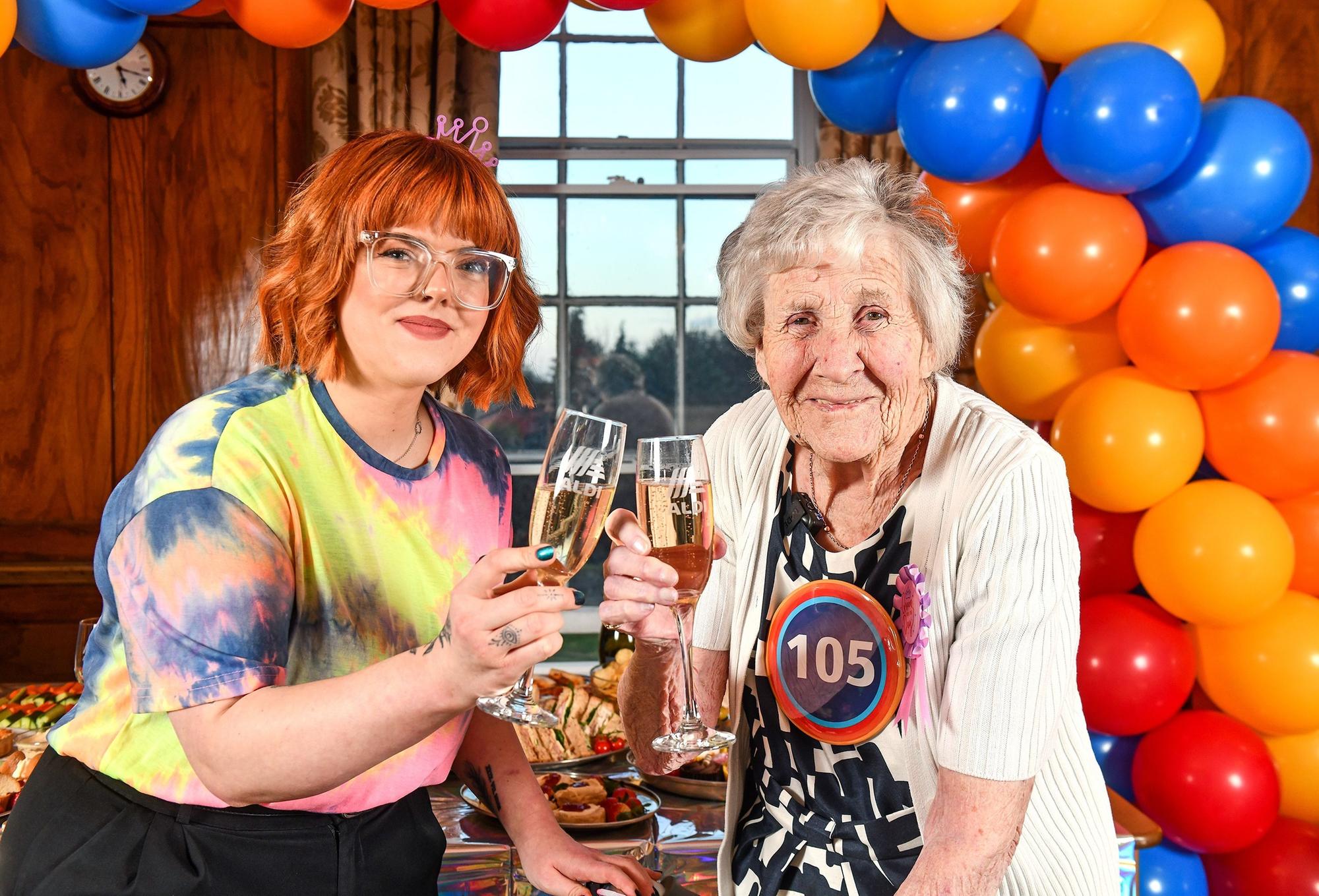 Aldi throws 105-year-old rave queen an epic birthday bash