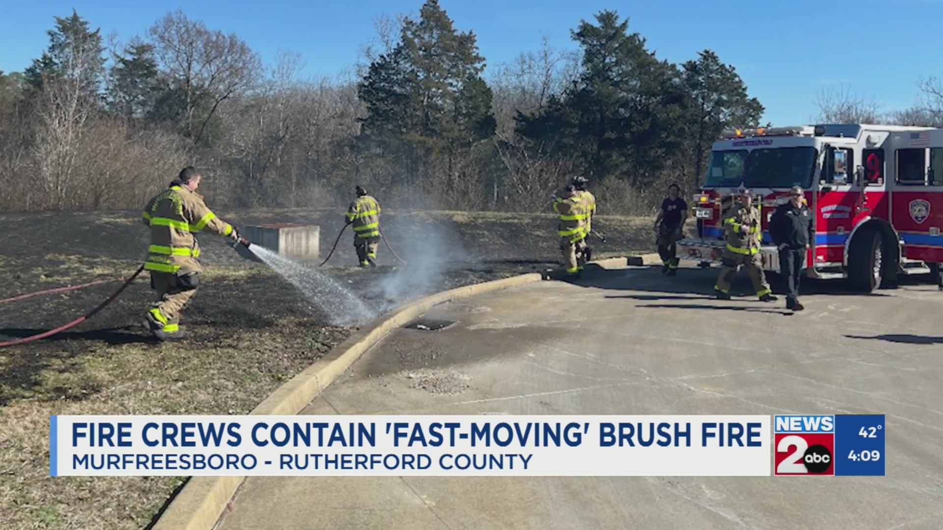 Fire crews contain 'fast-moving' brush fire in Rutherford County