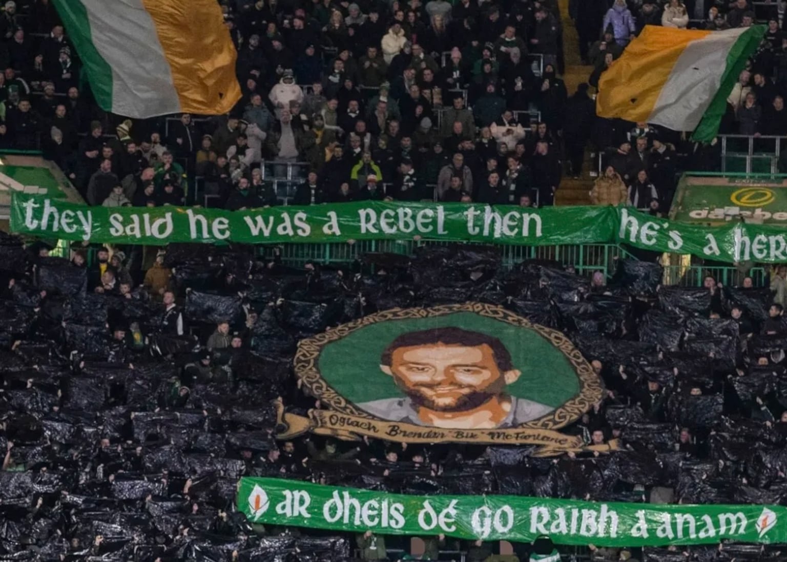 Celtic fans pay tribute to former IRA man Brendan ‘Bik’ McFarlane