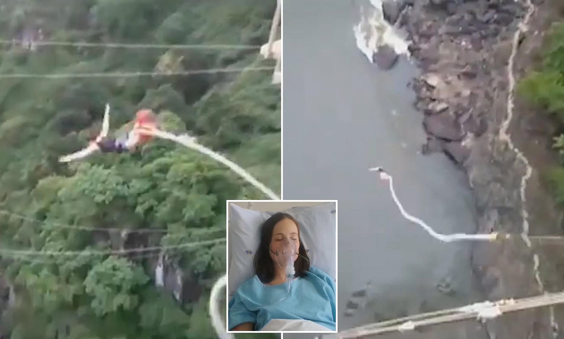 Woman falls 360ft into crocodile-infested water after bungee cord snap