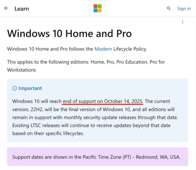 微軟 10 月不再支援Windows 10 家用、專業版 用戶需考慮升級 Windows 11