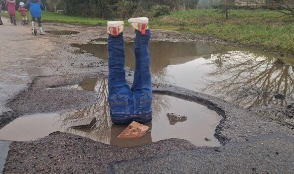 Dad so fed up of giant four-inch deep pothole he gets brilliant revenge
